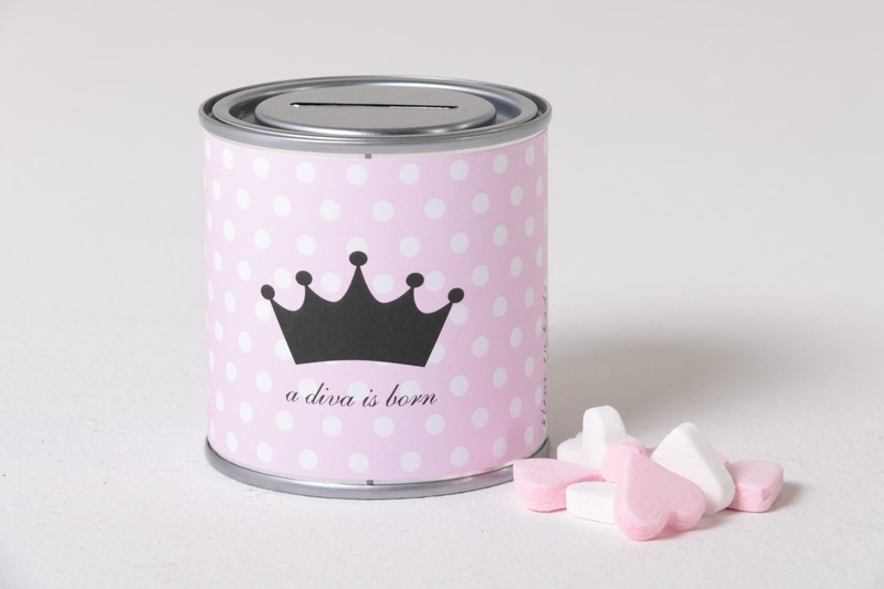 Spaarblik met witte stippen - Kleur en Kado